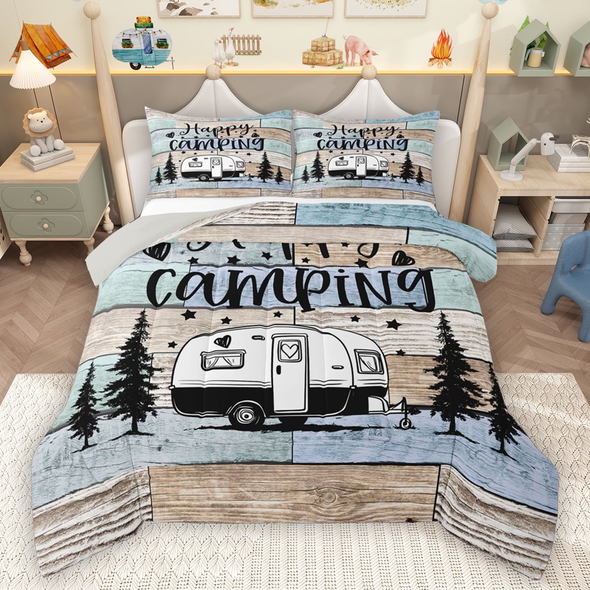 Homewish Camping Adventure Full Size Comforter Sets,Camper Theme ...