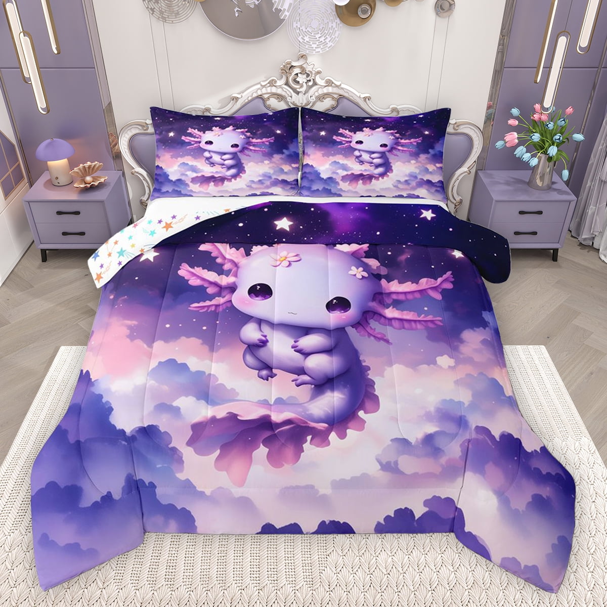Homewish Cartoon Axolotl Bedding Comforter Set 2pcs for Preppy Child ...