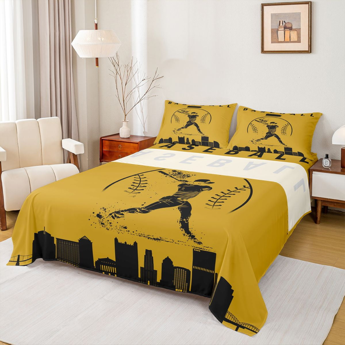 Homewish Cartoon Baseball Athlete Full Size Sheets for Kids, Cartoon ...
