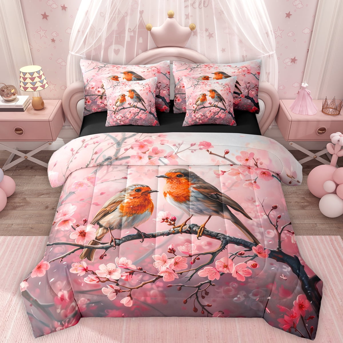 Homewish Cartoon Bird Sakura 7 Pieces Bedding Comforter Set,Japan ...