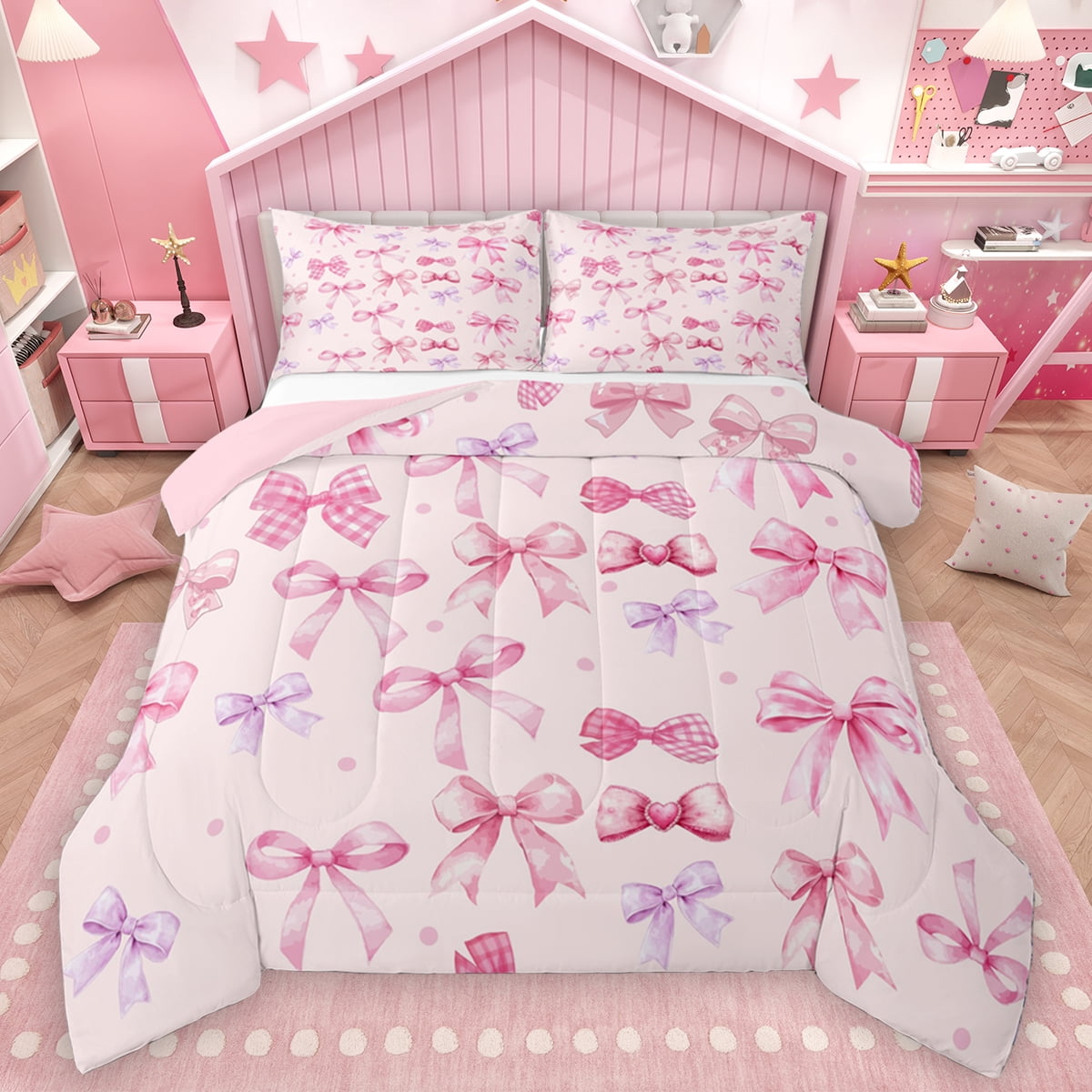 Homewish Cartoon Bowknot Bowtie Queen Comforter Set,Girls Bow Knot ...
