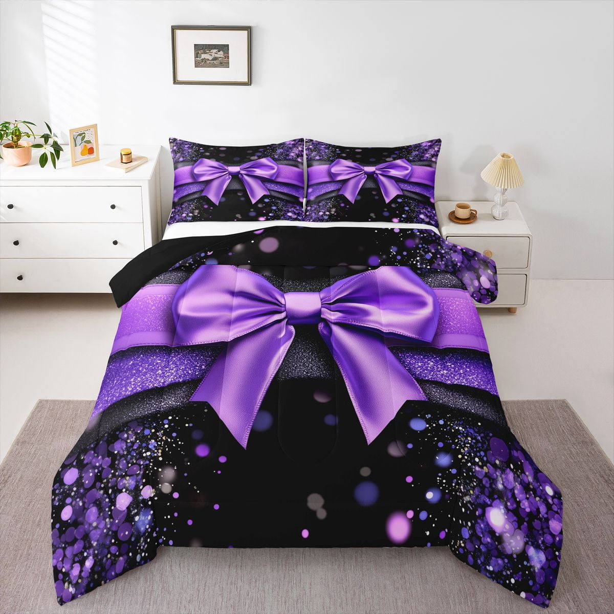Purple And Black Bedding