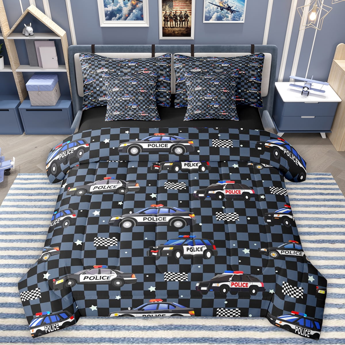 Homewish Cartoon Car Vehicle Bedding Comforter Set, Kawaii Stars Print ...