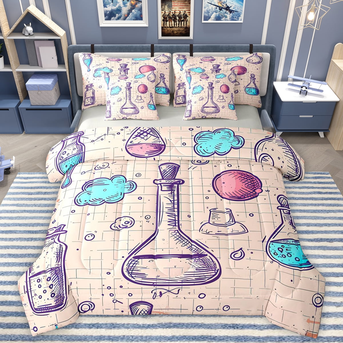 Homewish Cartoon Chemical Experiment Twin Bedding Sets 7-Piece, Kawaii ...