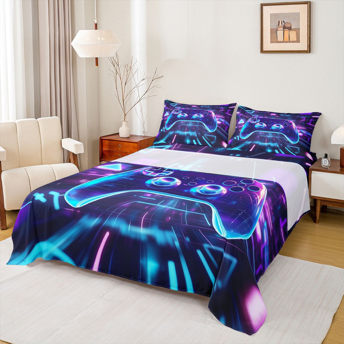 Homewish Cartoon Game Console Bed Sheets for Teen, Modern Boys Gaming ...