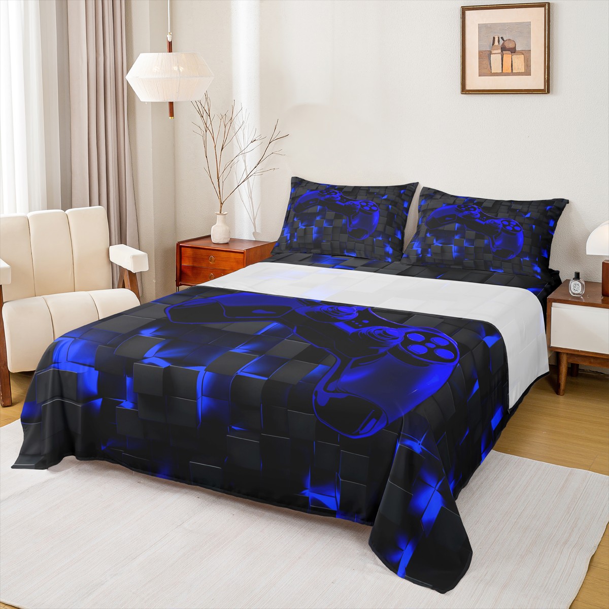 Homewish Cartoon Game Console Full Size Sheets for Boys, Neon Blue ...