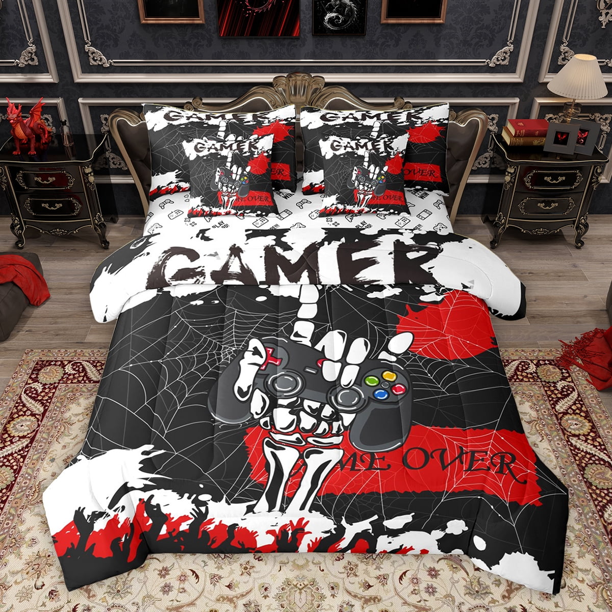 Homewish 7-Piece Cartoon Gamepad Comforter Set, Twin - Spider Web ...
