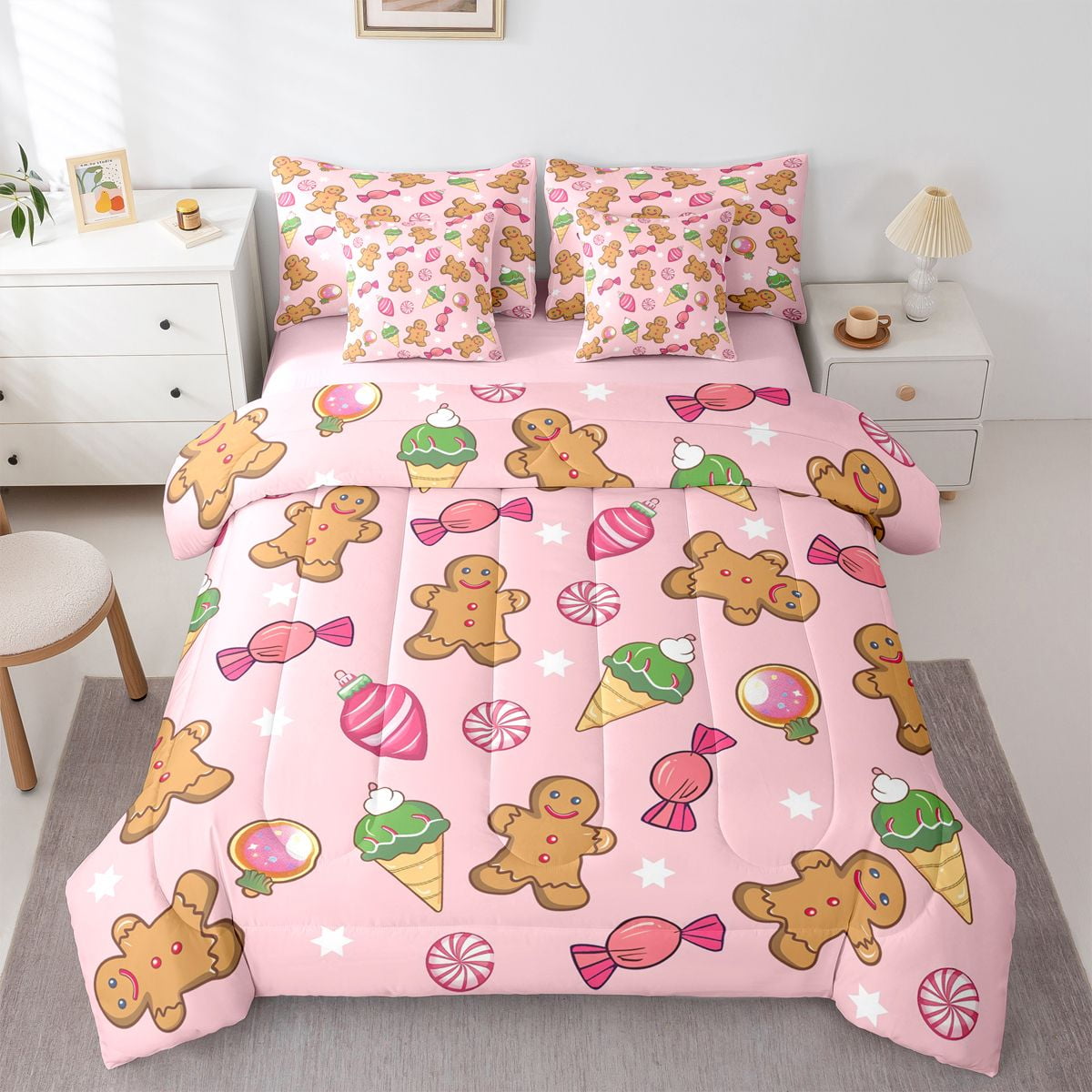 Homewish Cartoon Gingerbread Man Bedding Comforter Set 7 Pieces for ...
