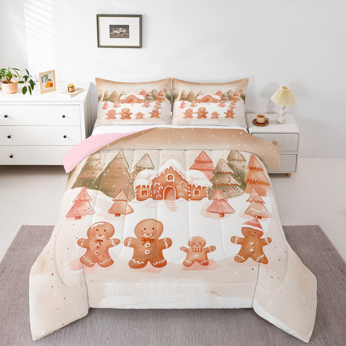 Homewish Cartoon Gingerbread Man Full Size Comforter Sets for Kids ...