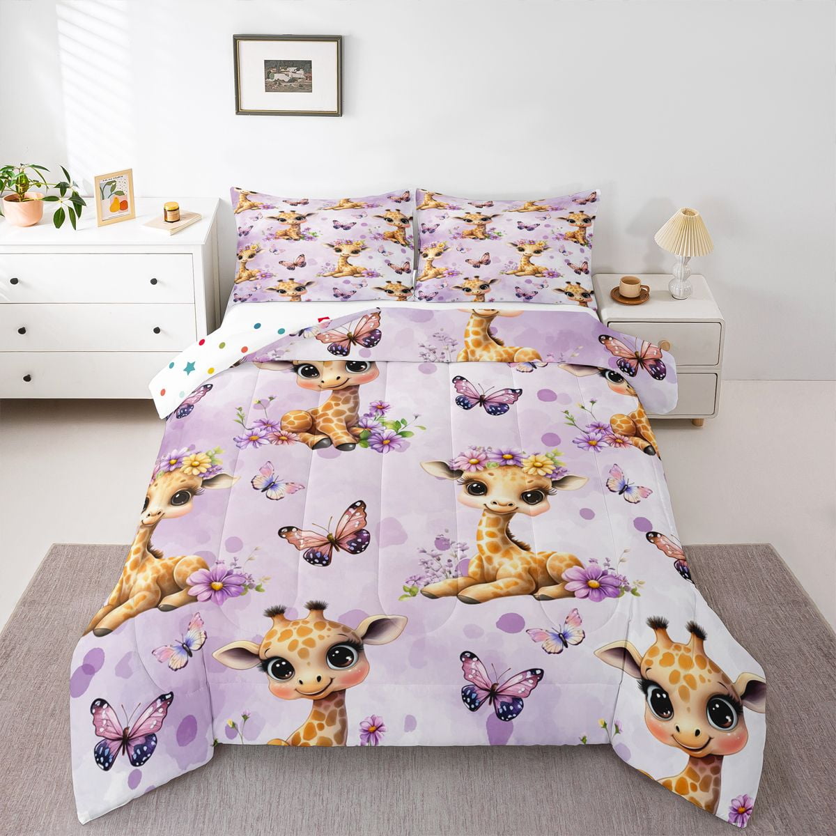 Homewish Cartoon Giraffe 3-Piece Full Size Comforter Sets for Kids ...