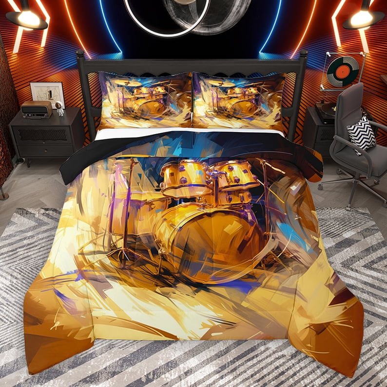 Homewish Cartoon Gold Drum Queen Comforter Set, Pop Hip Hop Music ...