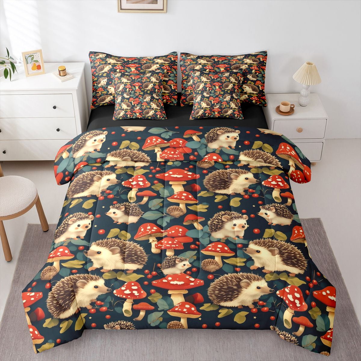 Homewish Cartoon Hedgehog Bedding Comforter Set 7 Pieces for Kids ...