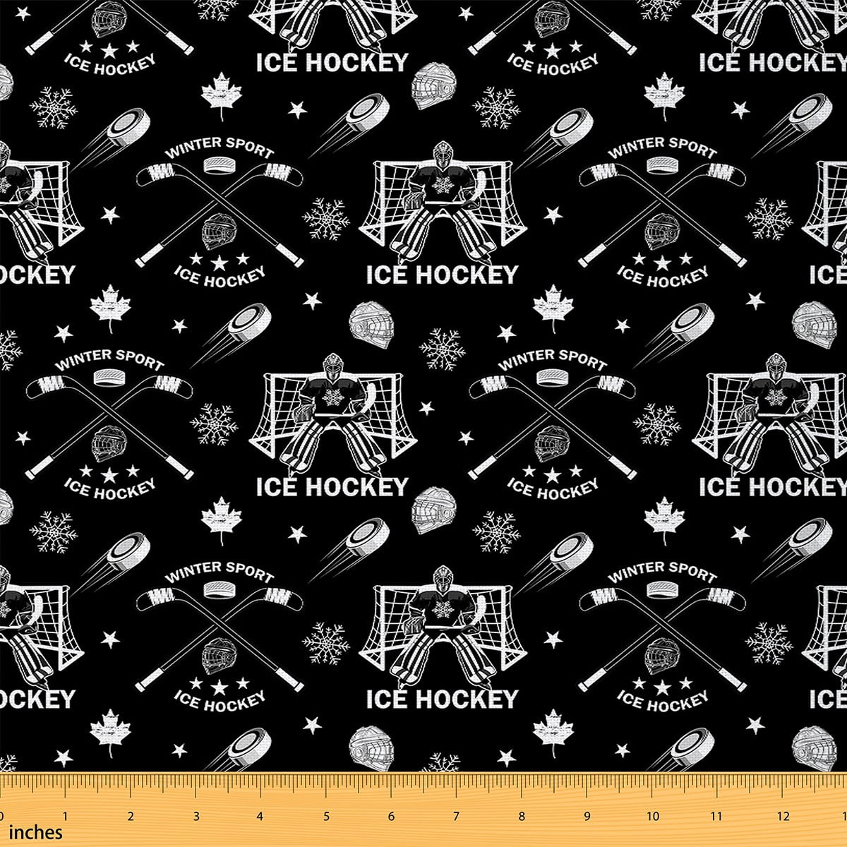 Homewish Cartoon Ice Hockey Fabric by the Yard 2 Yards for Kids, Modern ...