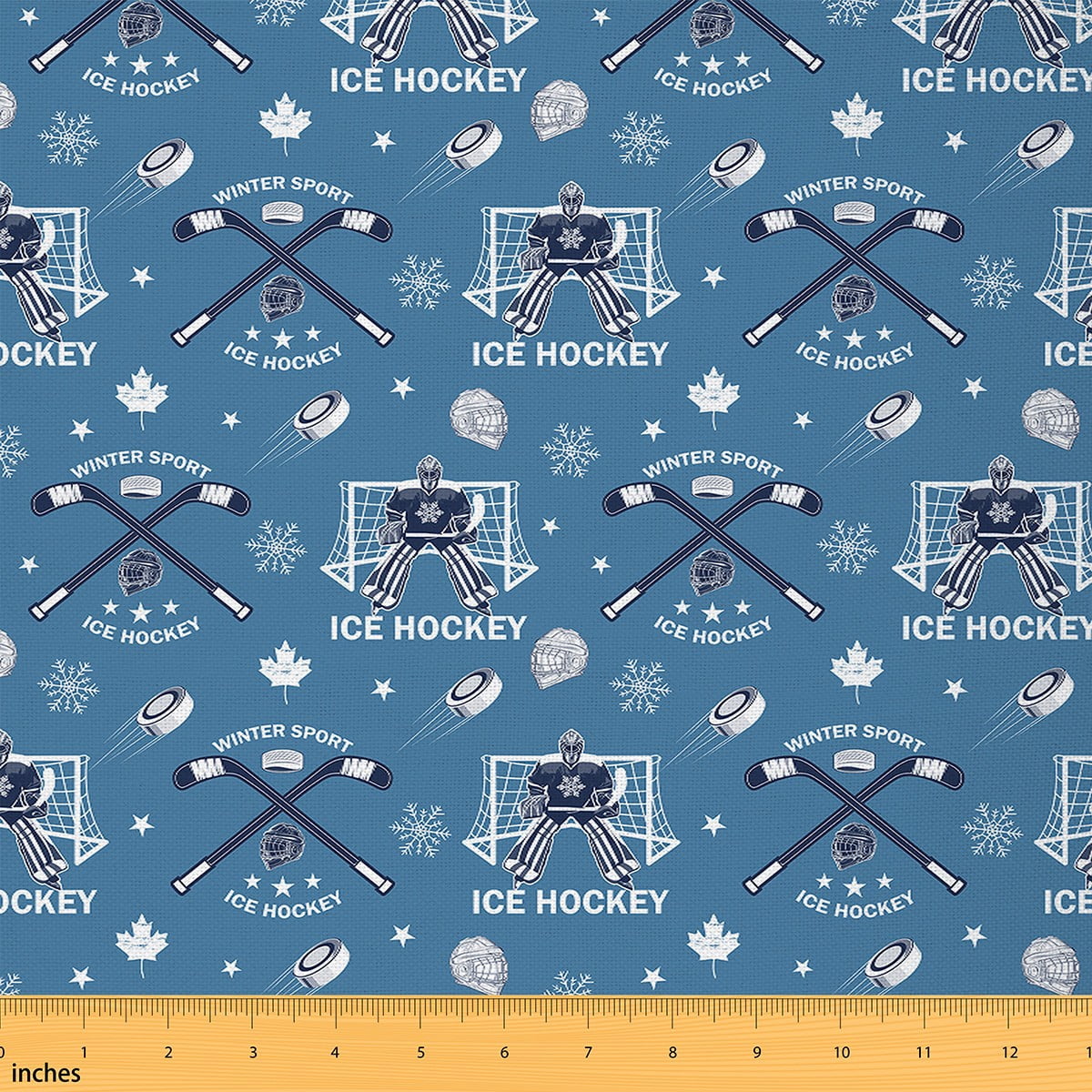 Homewish Cartoon Ice Hockey Fabric by the Yard 2 Yards for Kids, Modern ...