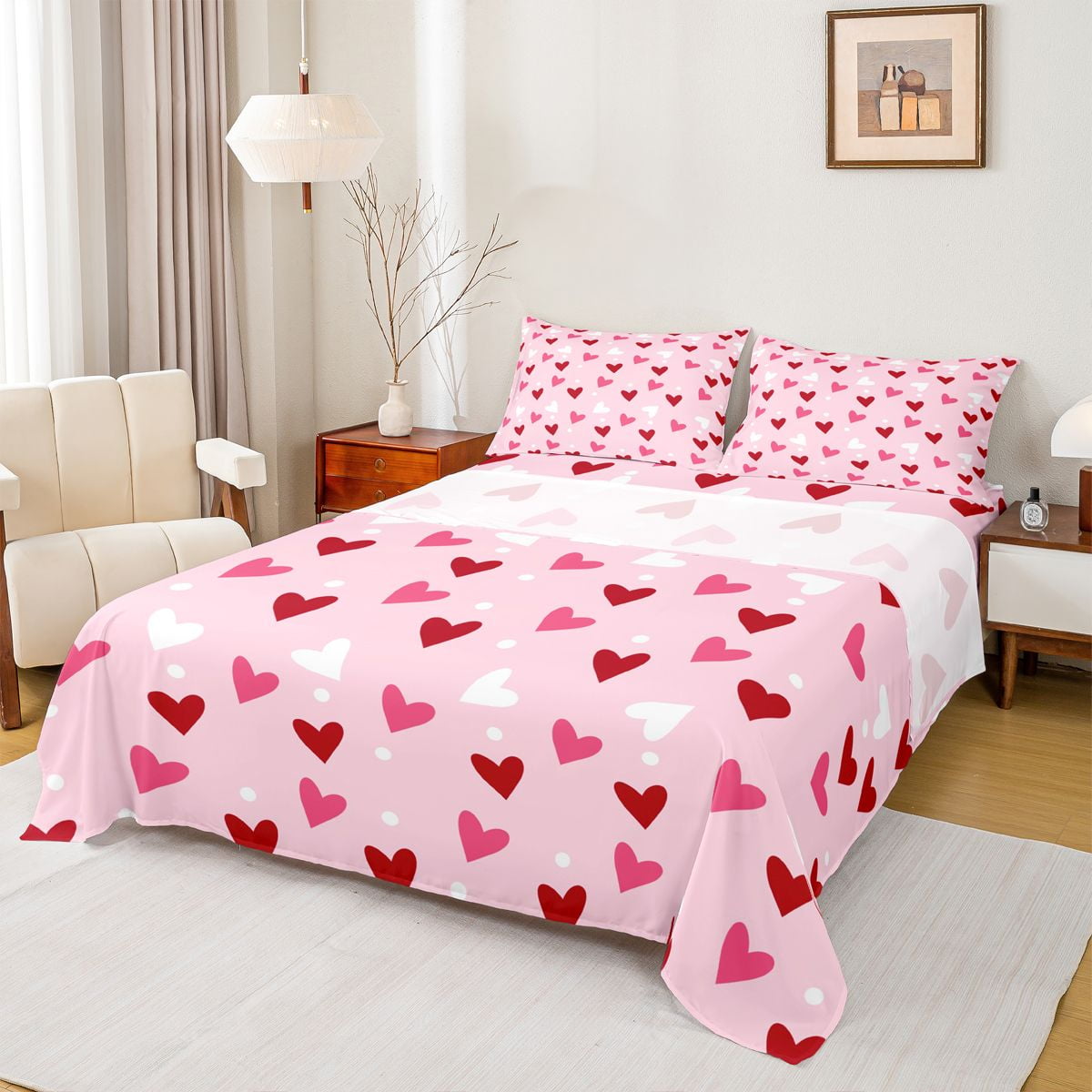 Homewish Cartoon Loves Pattern Full Size Sheets,Happy Valentine Bed ...