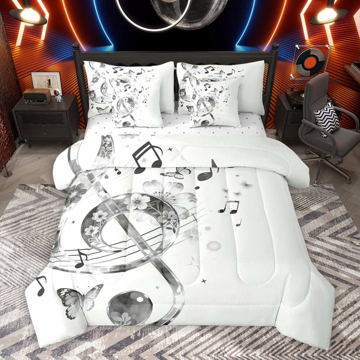 Homewish Cartoon Musical Note Bedding Comforter Set 7 Pieces, Blossoms ...