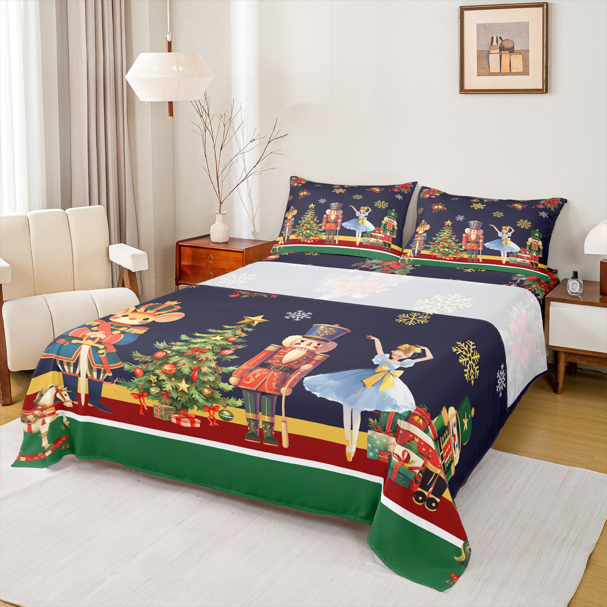 Homewish Cartoon Nutcracker 4 Pieces Queen Sheet Sets for Kids Children ...