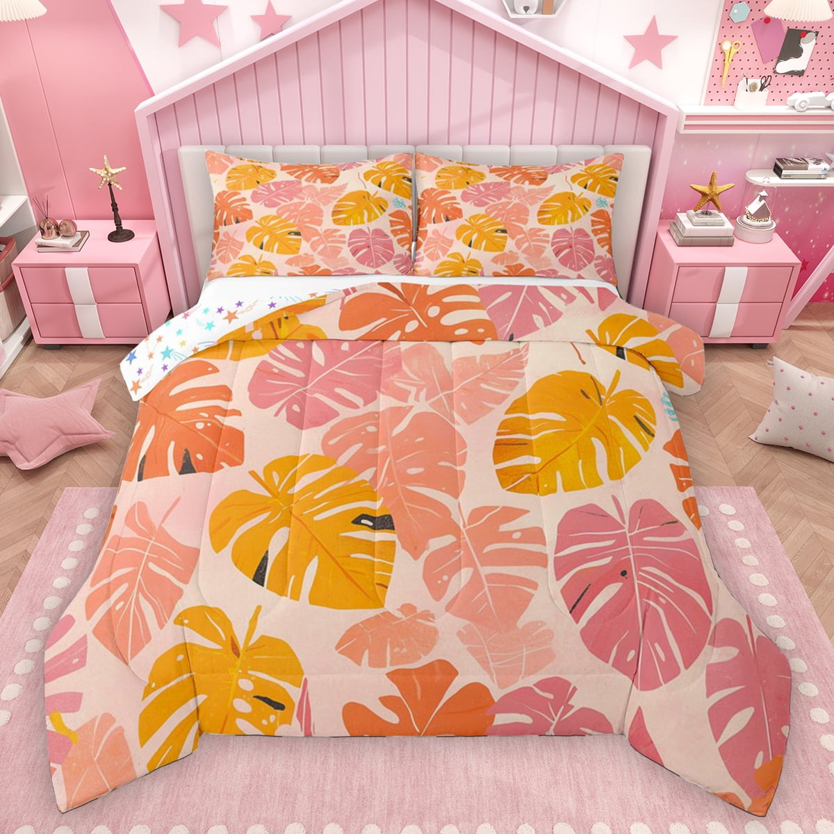 Homewish Cartoon Orange Palm Full Size Comforter Sets, Tropic Plant ...