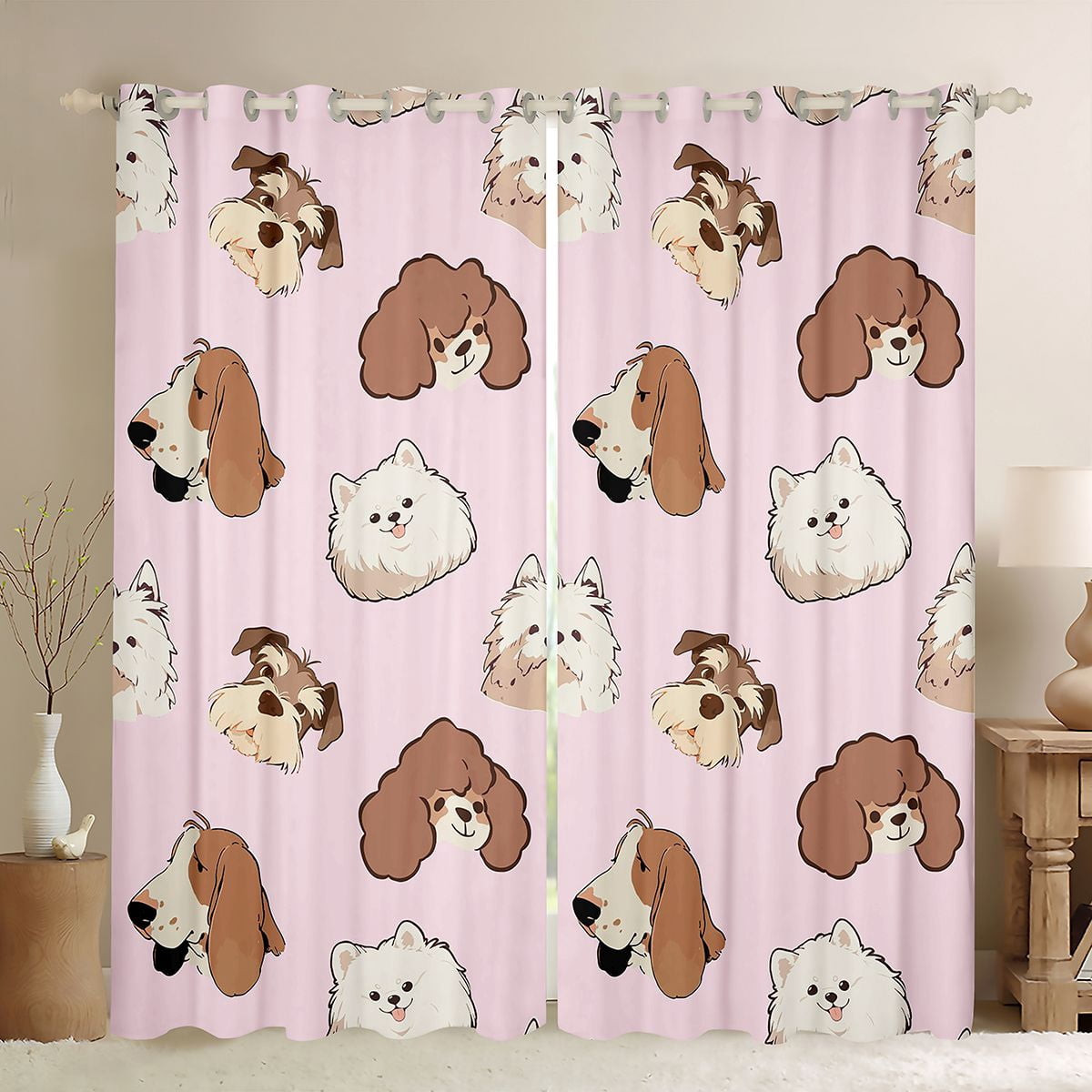 Homewish Cartoon Puppy Dog Blackout Curtains Set of 2 (52x84 Each ...