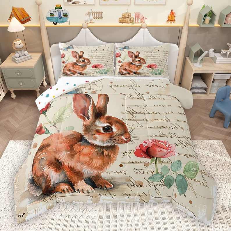 Homewish Cartoon Rabbit Animal Full Size Comforter Sets, Vintage ...