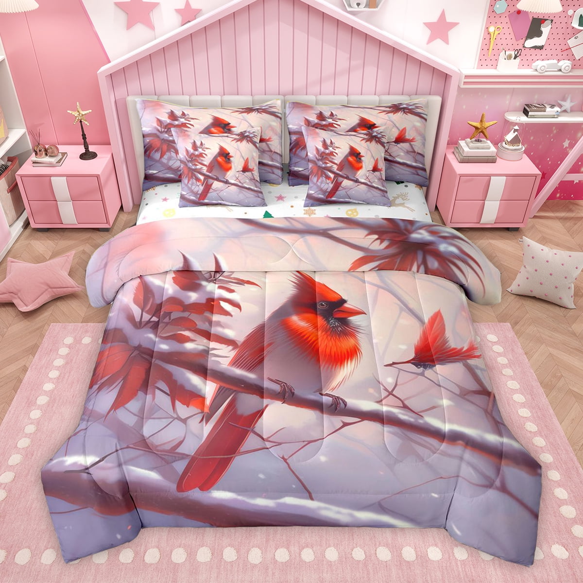 Homewish Cartoon Red Bird Bedding Comforter Set 7pcs for Kids ...