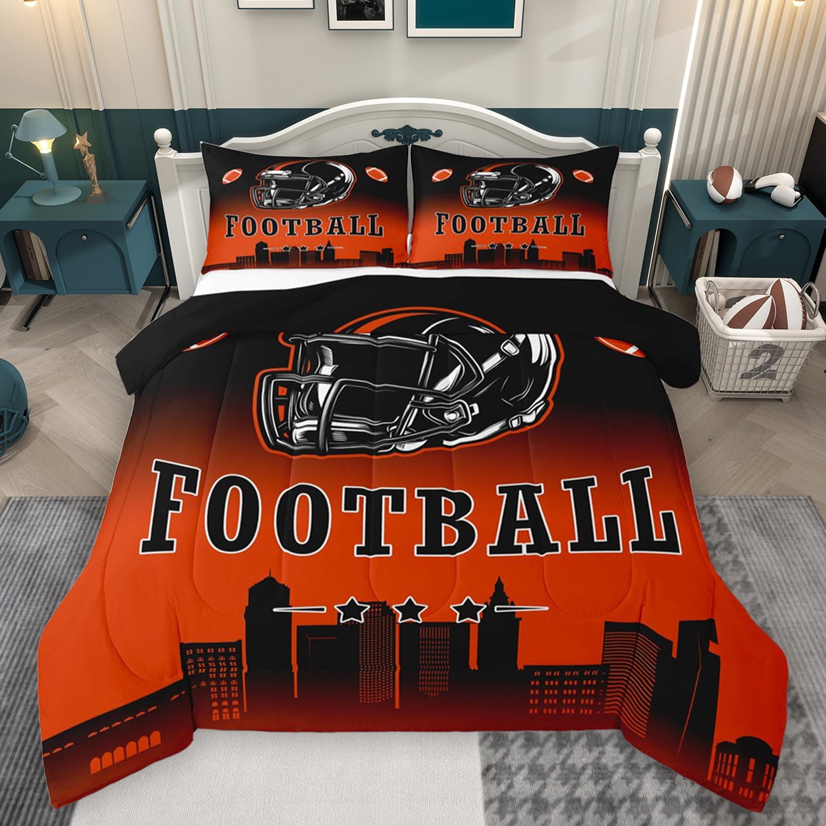 Homewish Cartoon Rugby Football Full Size Comforter Sets for Boy ...
