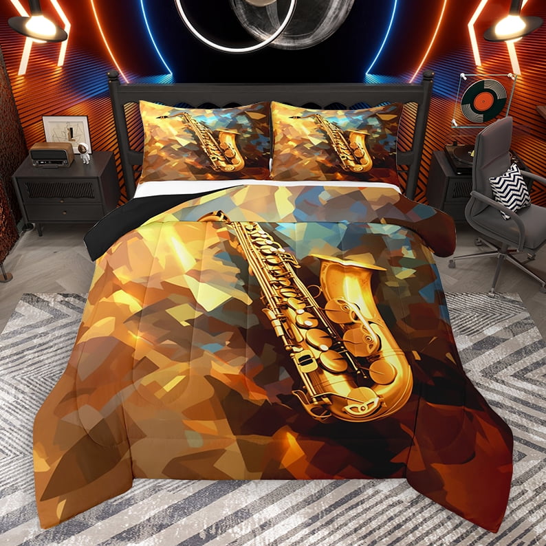 Homewish Cartoon Saxophone Full Size Comforter Sets for Men, Musical ...