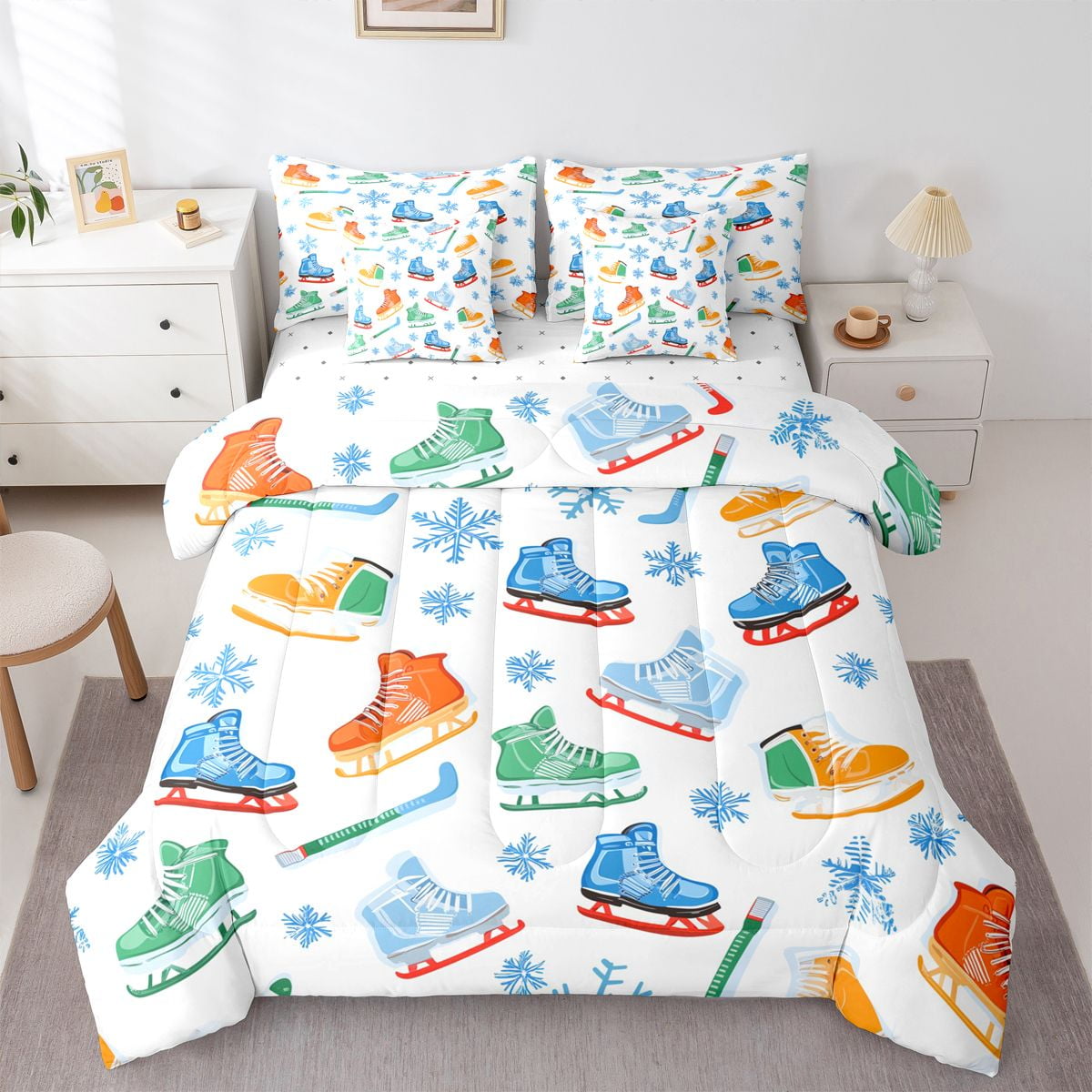 Homewish Cartoon Skate Shoes Bedding Comforter Set 7 Pieces for Kids ...