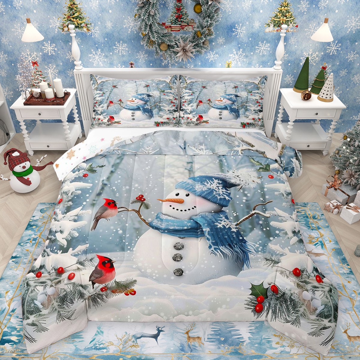 Homewish Cartoon Snowman Bedding Comforter Set 2pcs for Preppy Child ...