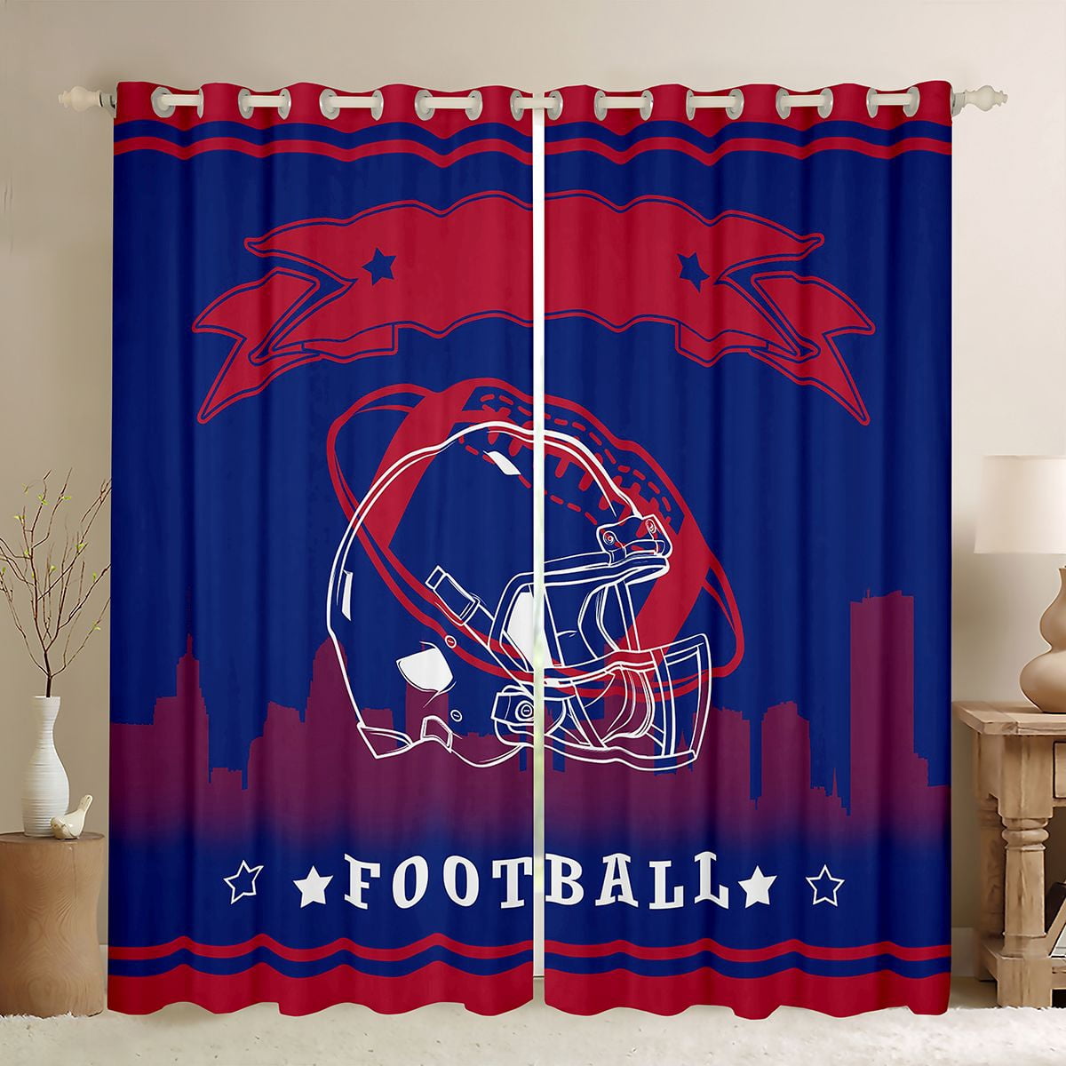 Homewish Cartoon Sports Helmet Curtains Pack of 2 (42x84 Each) for Kids ...