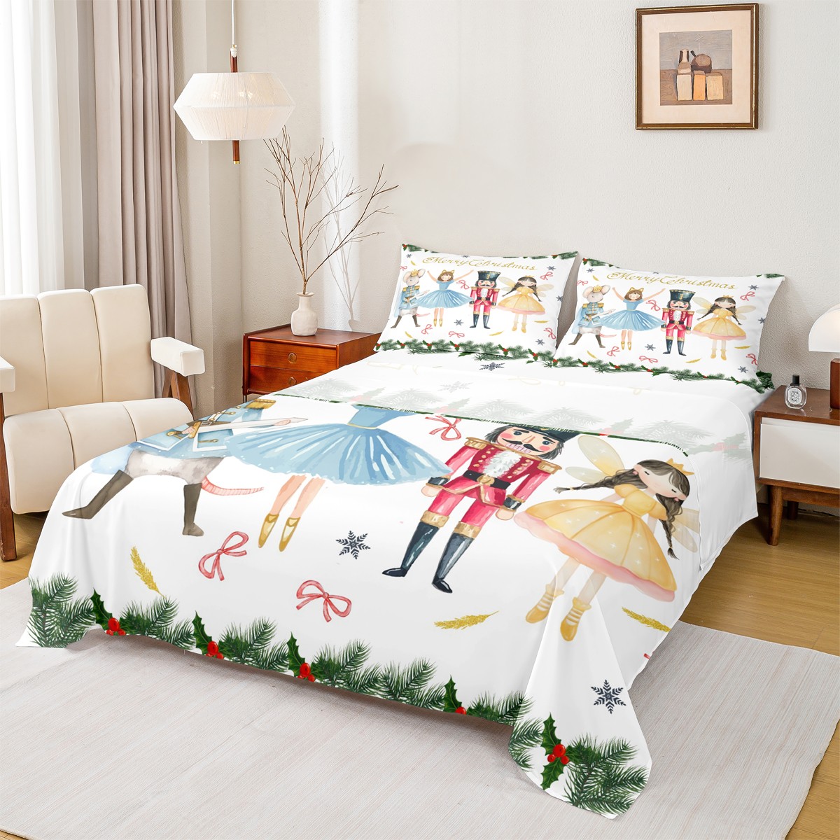 Homewish Cartoon Xmas Nutcracker Twin Sheet Sets for Kids, Princess ...