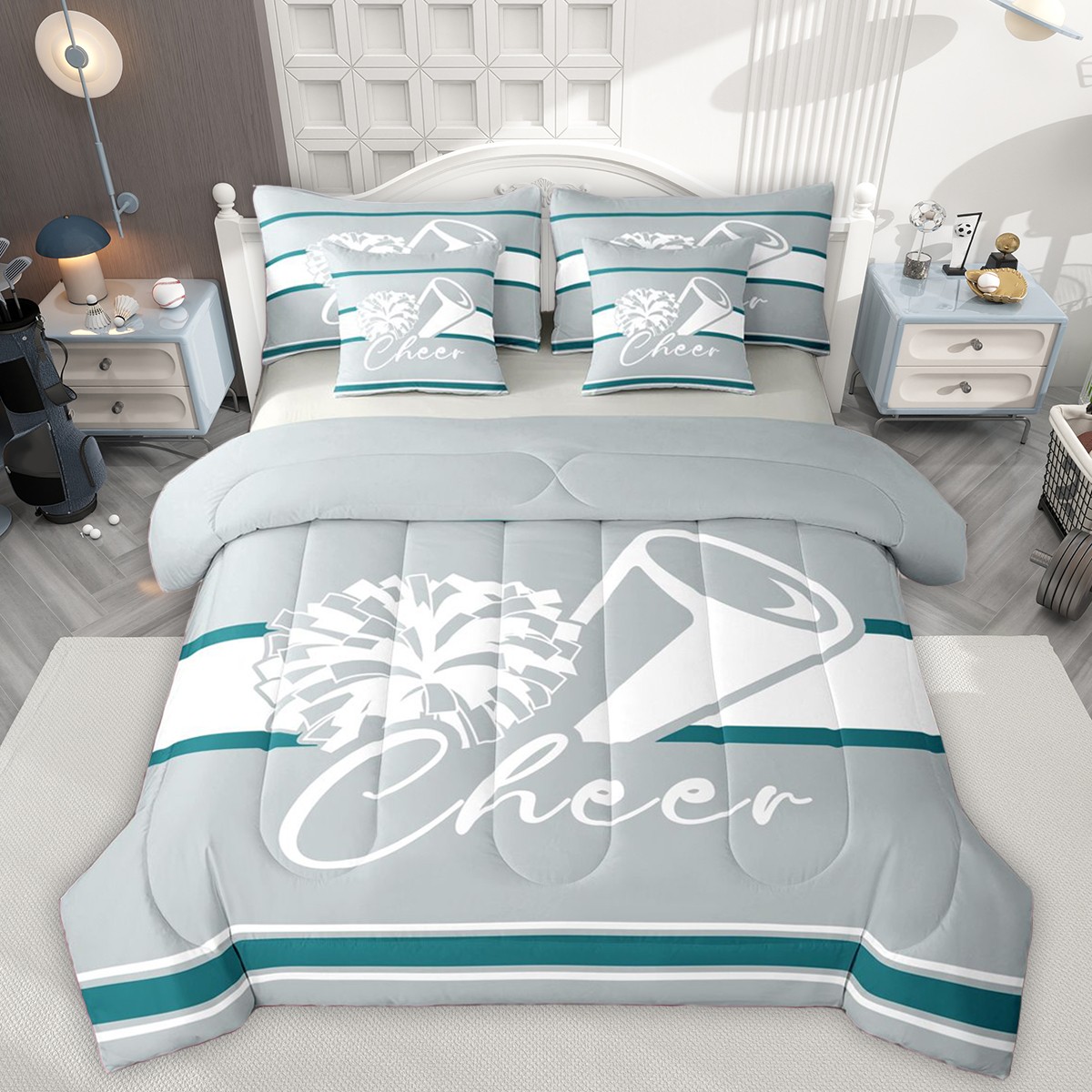 Homewish Cheer Team 7-Piece Bedding Comforter Set For Teens Boys Girls ...
