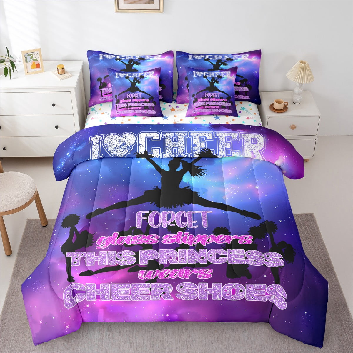 Homewish Cheer Team 7-Piece Bedding Comforter Set For Teens,Girly ...