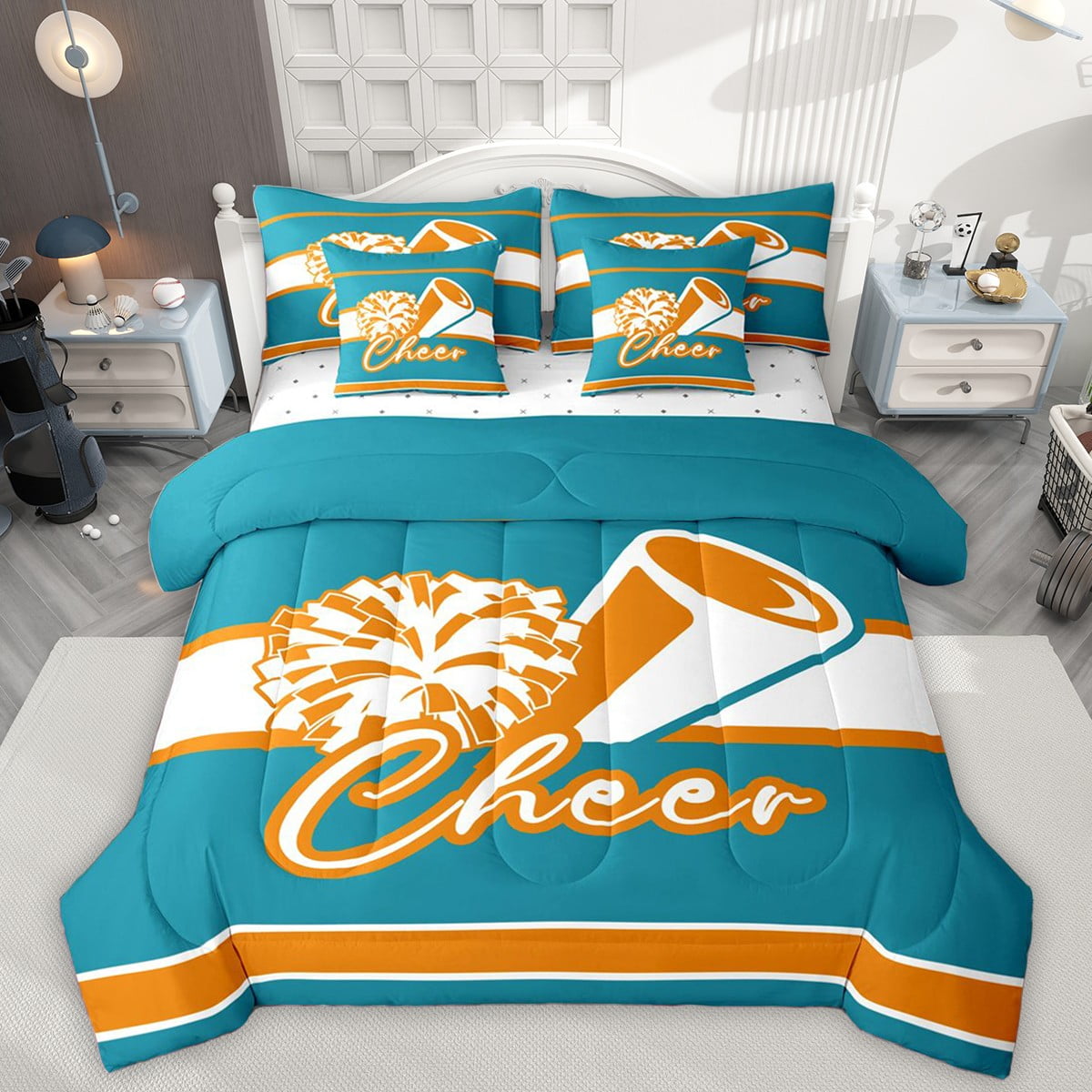 Homewish Cheer Team 7-Piece Twin Bedding Sets For Teens Boys Girls ...
