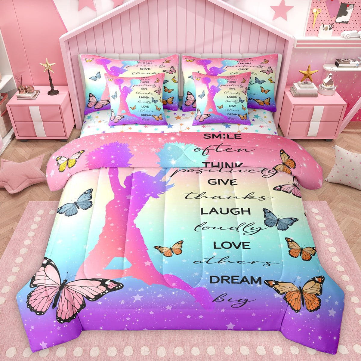 Homewish Cheer Team Cheerleading Twin Bedding Sets 7-Piece for Kids ...