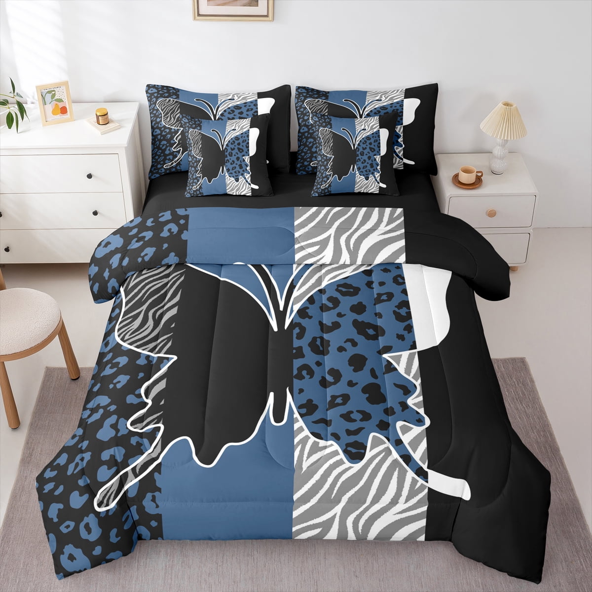 Homewish Cheetah Leopard Print Bedding Comforter Set 7pcs for Girl ...