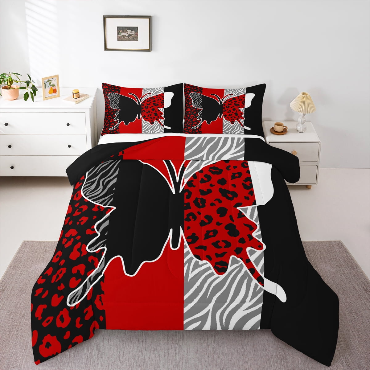 Homewish Cheetah Leopard Print Full Size Comforter Sets for Girl, Black ...