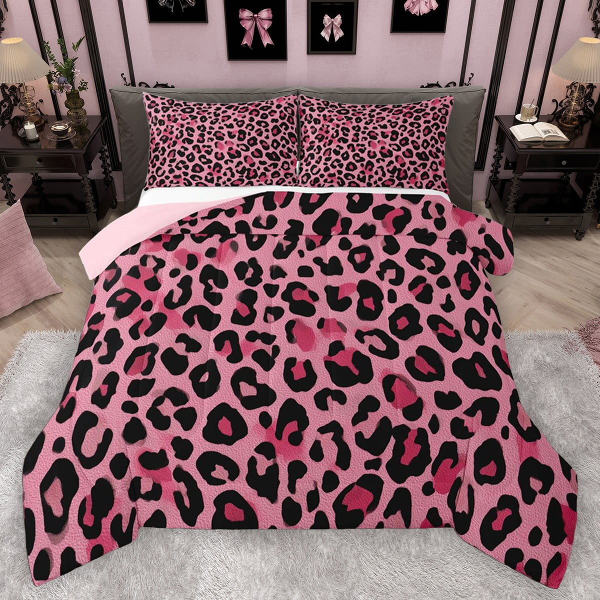 Homewish Cheetah Print 3 Pieces Queen Comforter Set for Female Men ...