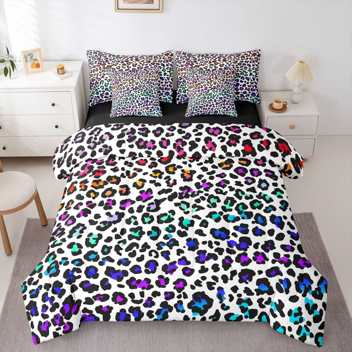 Homewish Cheetah Print 7pcs Bedding Comforter Set for Female Men ...