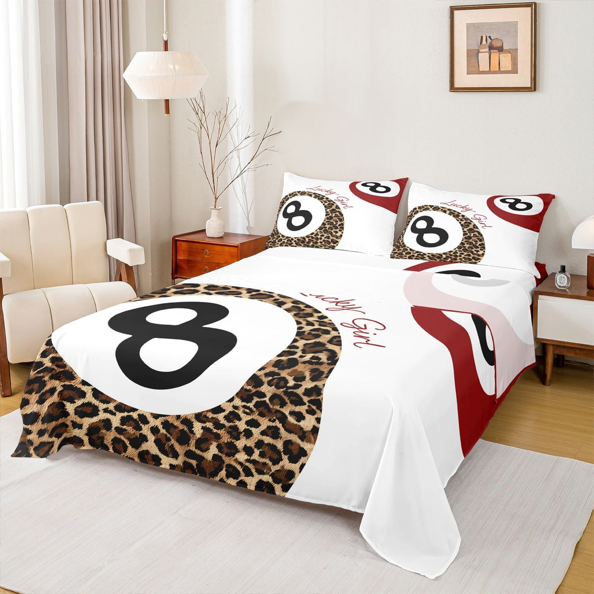 Homewish Cheetah Print Billiards Full Size Sheets,Black Eight Bed ...