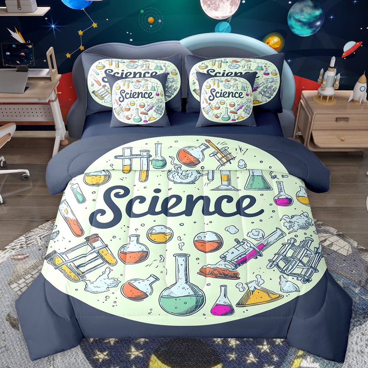 Homewish Chemical Science Bedding Comforter Set 7pcs, Kawaii Cartoon ...