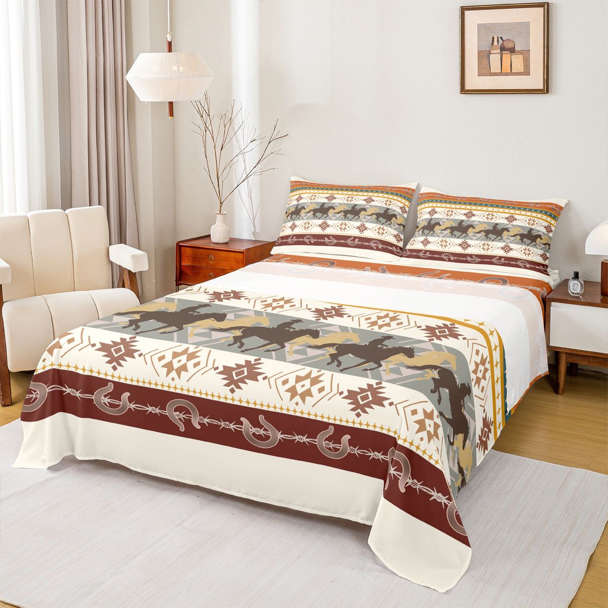 Homewish Chic Fashion Aztec Bed Sheets, Western Tribal Cowgirl King ...