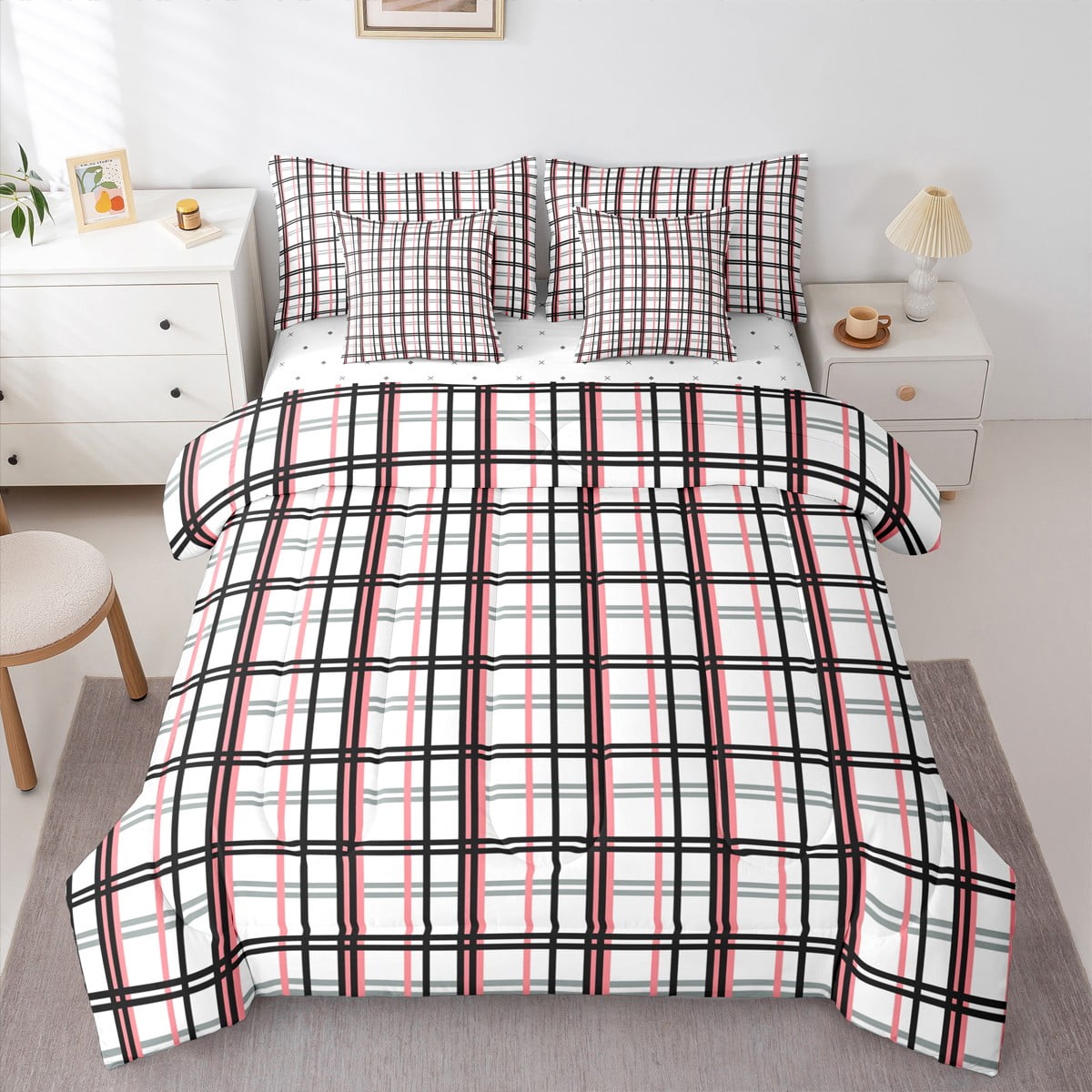 Homewish Chic Square Abstract Bedding Comforter Set 7pcs for Adult ...