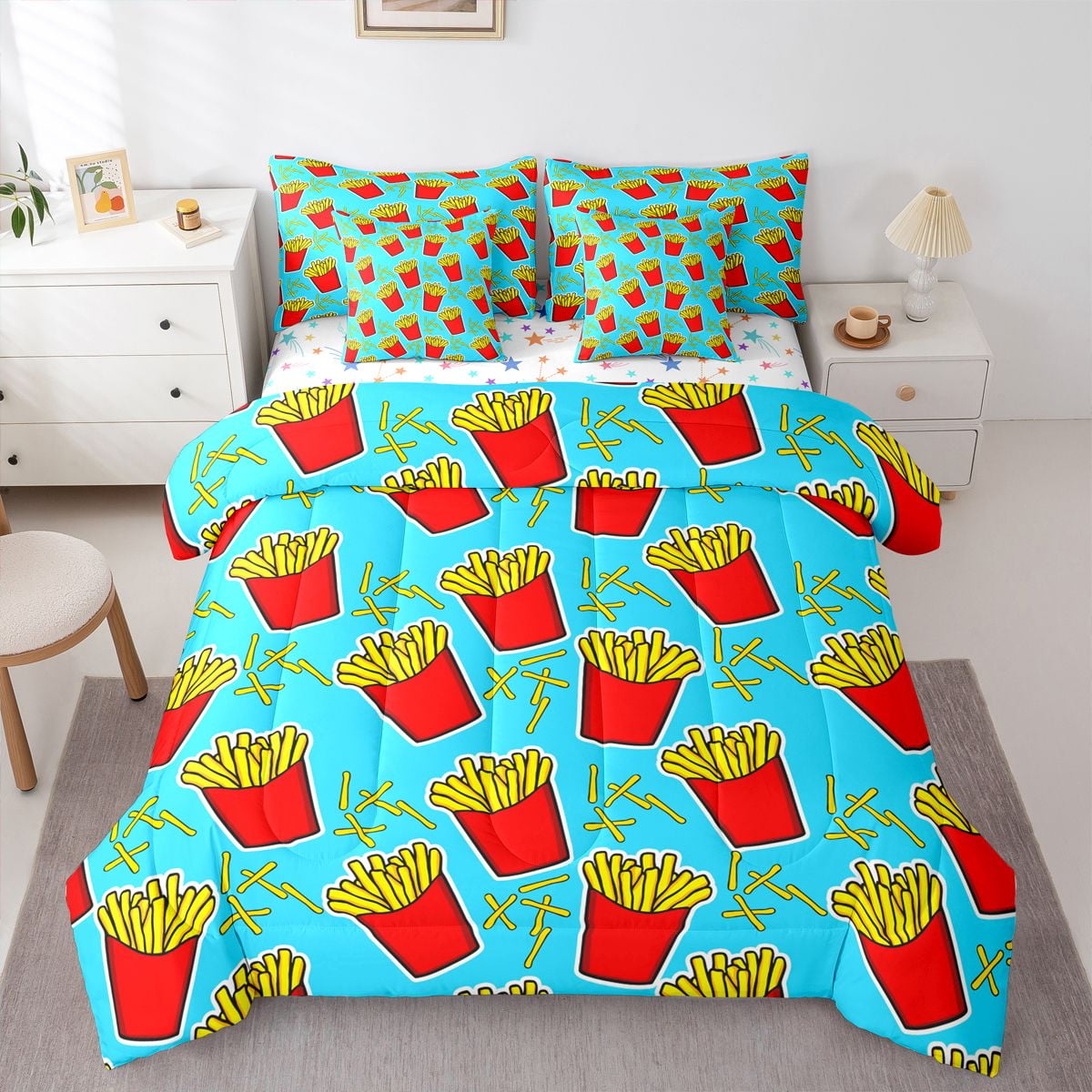 Homewish Children Teens Cartoon French Fries 7pcs Bedding Comforter Set ...