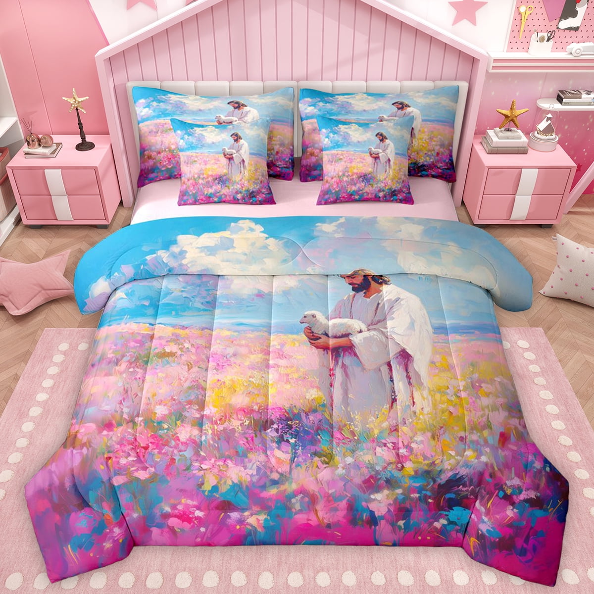 Homewish Christian Bible Verses Bedding Comforter Set 7 Pieces, Kawaii ...