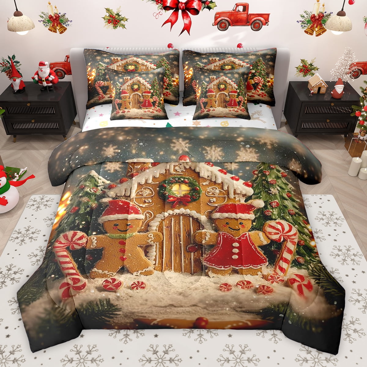 Homewish Christmas Gingerbread Man 7pcs Bedding Comforter Set,Xmas ...