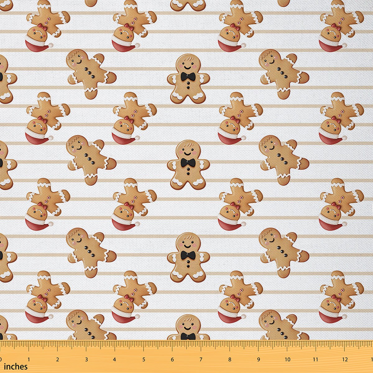 Homewish Christmas Gingerbread Man Fabric by the Yard 2 Yard,Geometric ...