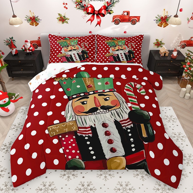 Homewish Christmas Nutcracker 3 Pieces Queen Comforter Set for Kids ...
