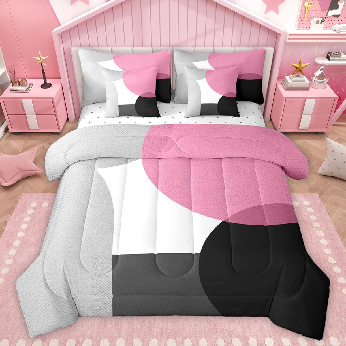 Homewish Circle Print 7 Pieces Bedding Comforter Set,Modern Asbtarct ...