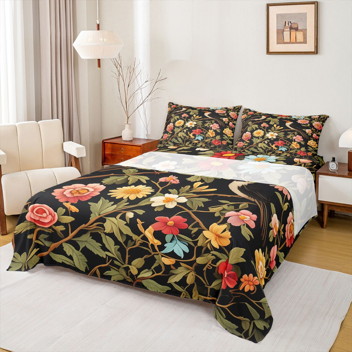 Homewish Colorful Cartoon Flower Bed Sheets,Country Floral King Sheets ...